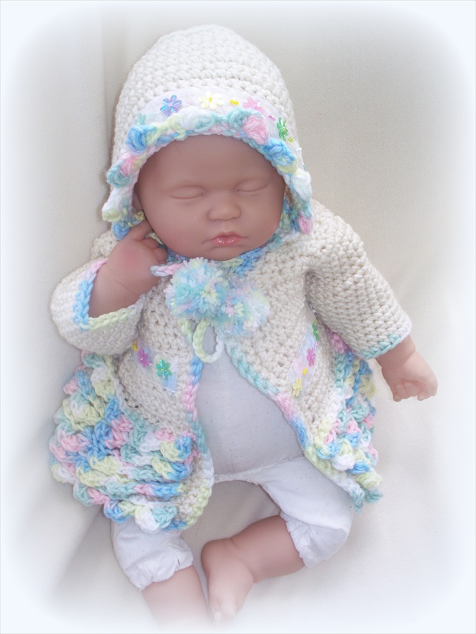 Baby Girl Sweater Coat And Bonnet on Luulla